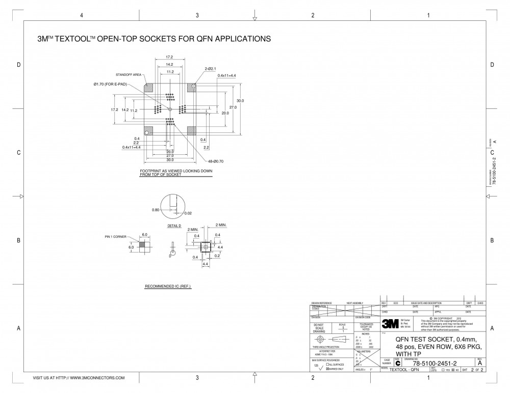 3M 248-4205-01 QFN socket drawing page 2