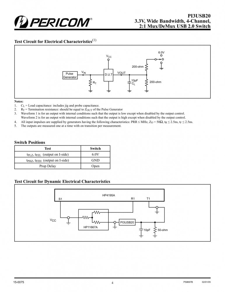 PI3USB20LE datasheet page 4