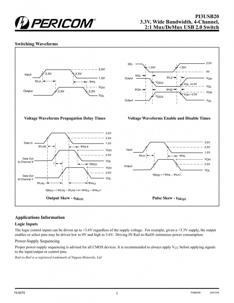 PI3USB20LE datasheet page 5