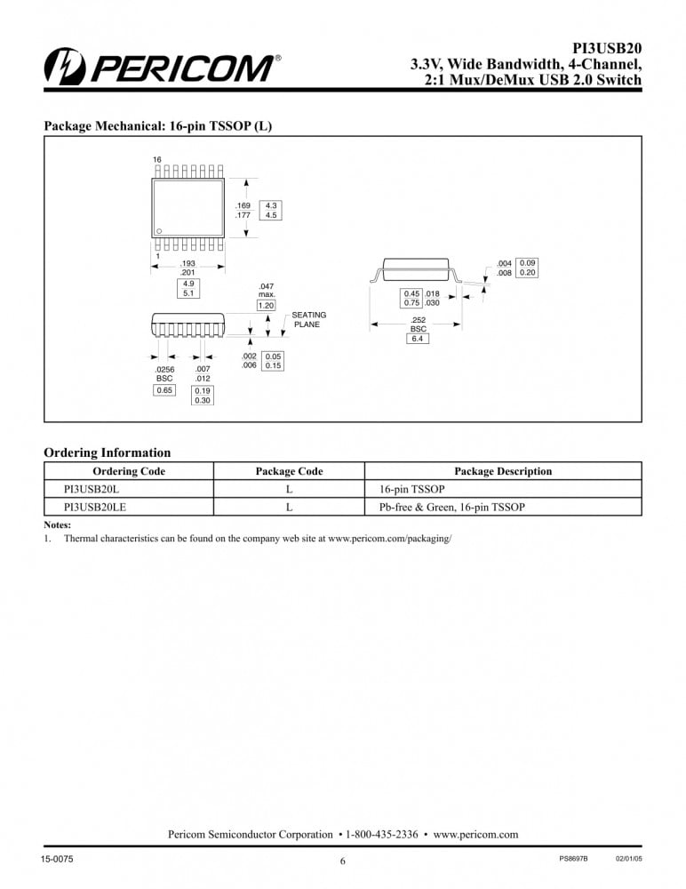 PI3USB20LE datasheet page 6