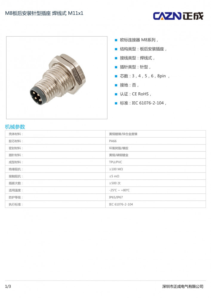 CAZN M8-P4D-GWFM11 technical document page 1