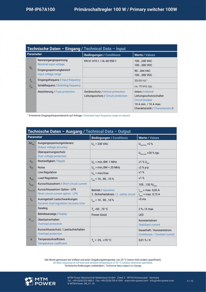 MTM Power PM-IP67A100 datasheet page 3