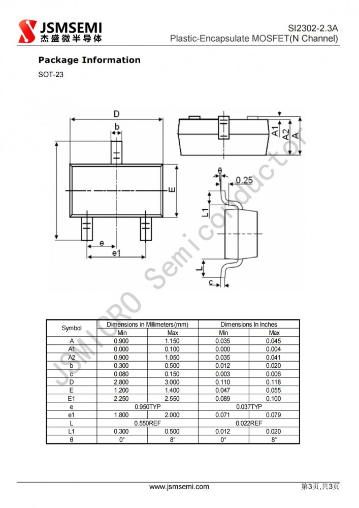 SI2302-2.3A-JSM datasheet page 3