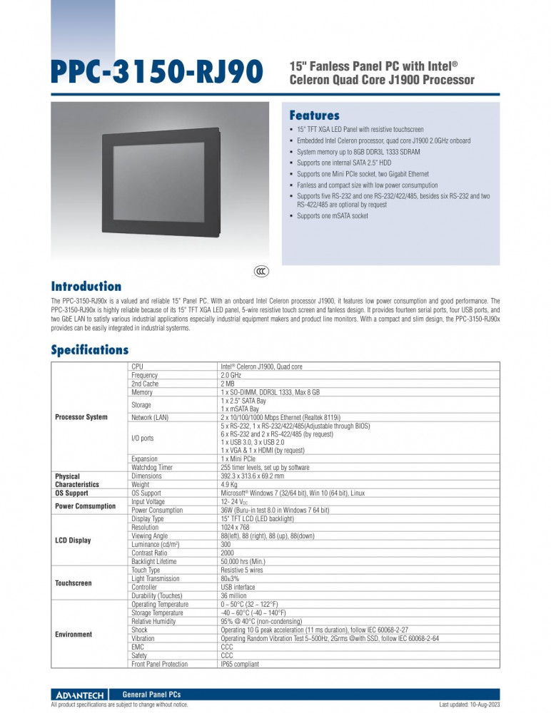 PPC-3150-RJ90 product document page 1
