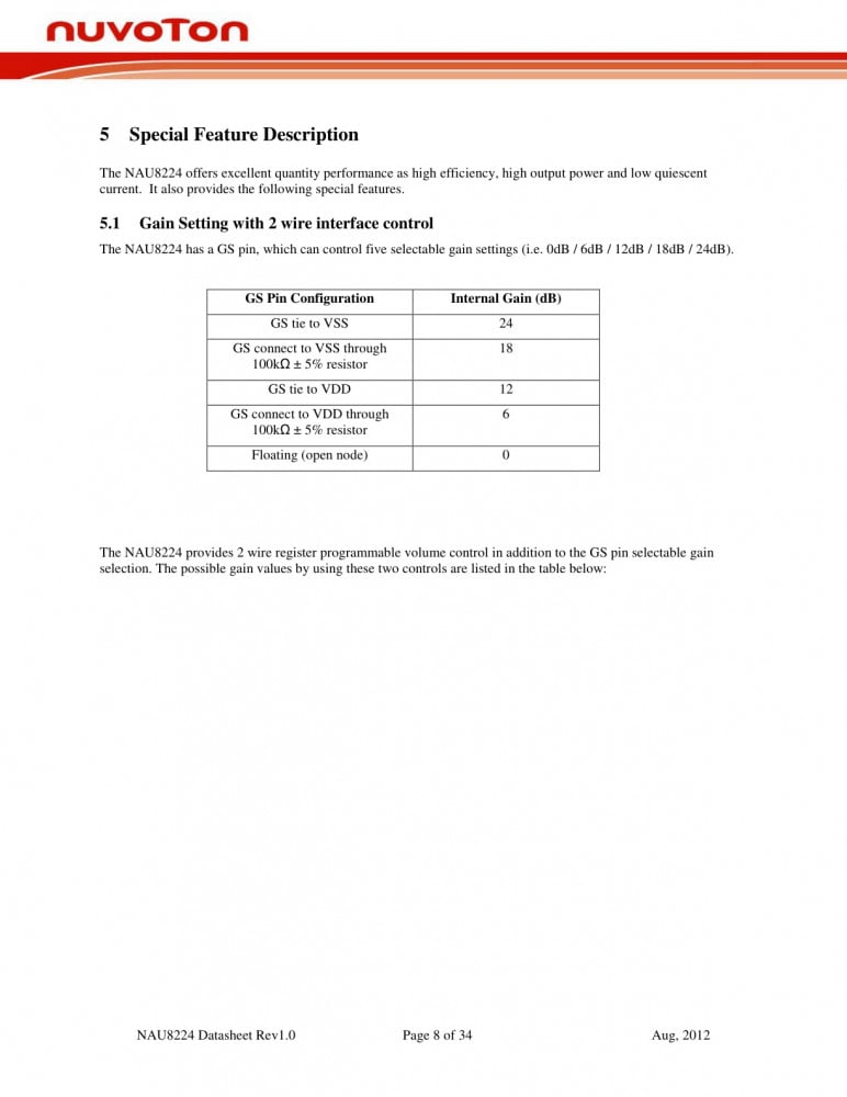 NAU8224YG datasheet page 8