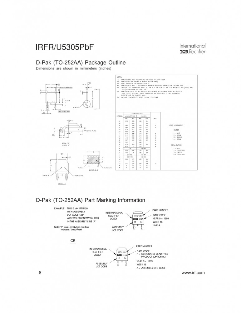 IRFR5305TRPBF datasheet page 8