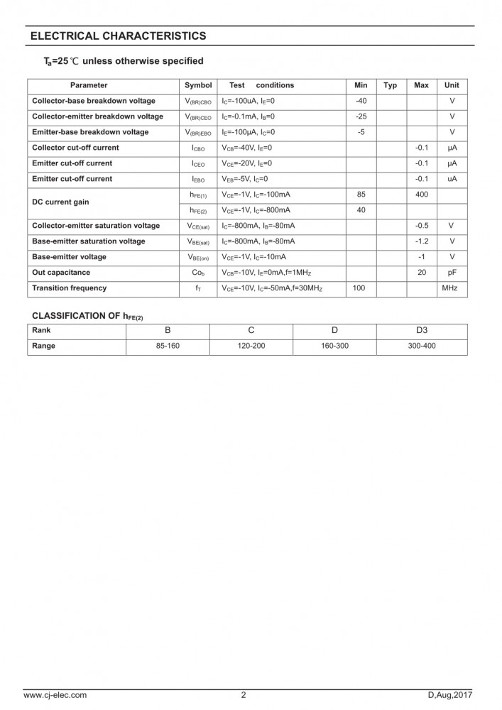 SS8550 datasheet page 2