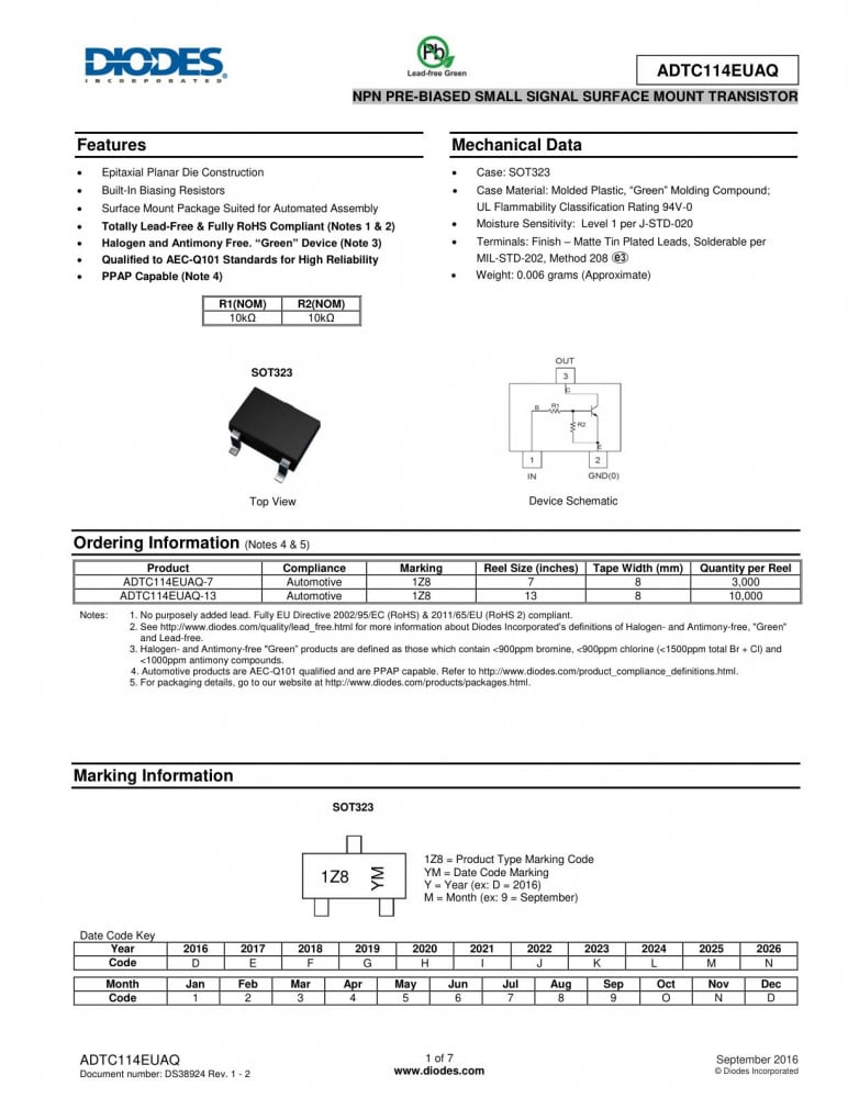 ADTC114EUAQ-13 datasheet page 1