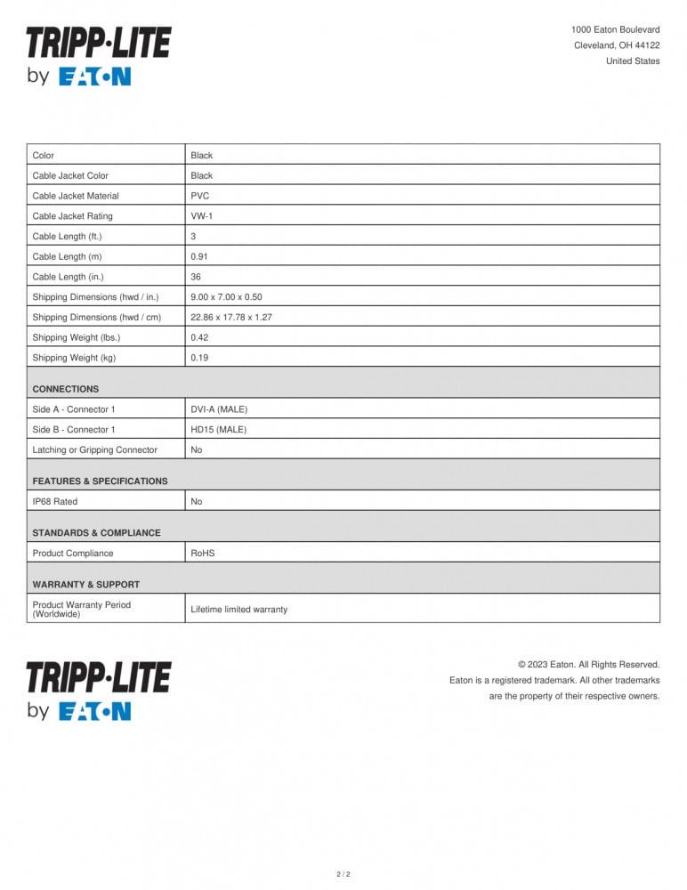 EATON P556-003 technical document page 2