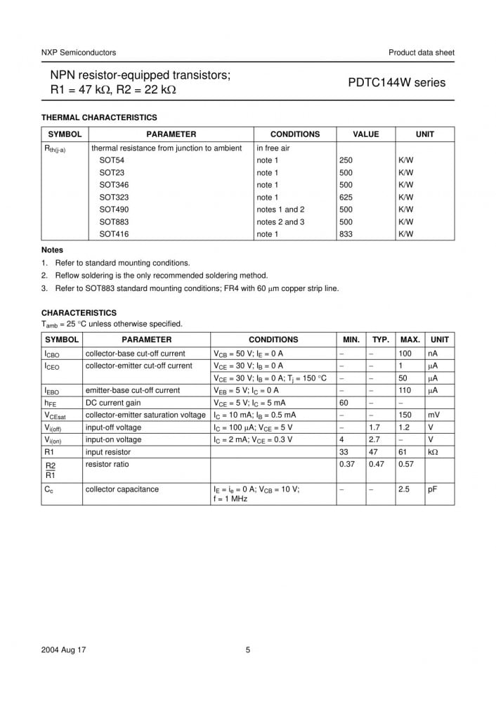 PDTC144W datasheet page 6