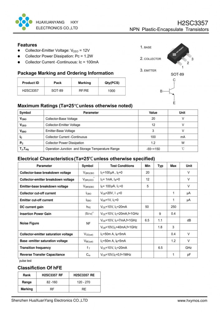 H2SC3357-RE datasheet page 1
