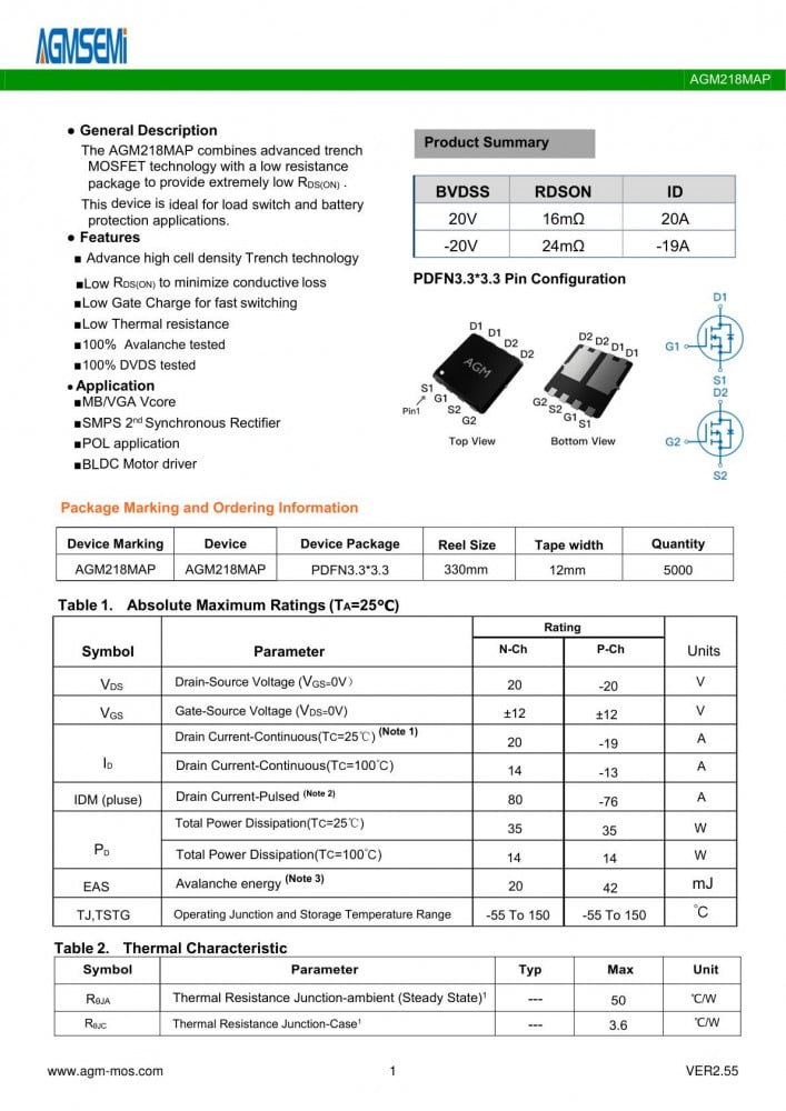 AGM218MAP datasheet page 1