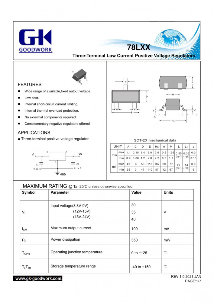 GOODWORK 78L09 datasheet page 1