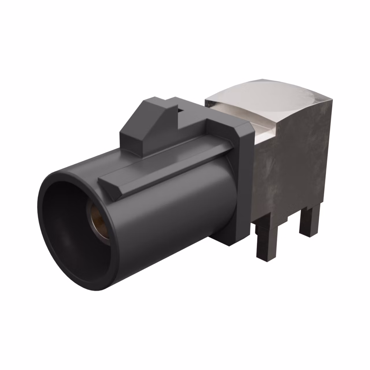 FAKRA Jack, Right-Angle, PCB Receptacle, Through Hole, Brass Body, Tin (Sn) Plated, Keying Code G, Gray, Tape and Reel, 50 Ohms for sale