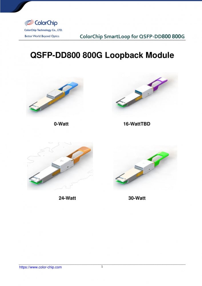 ColorChip QSFP-DD800 loopback documentation page 1