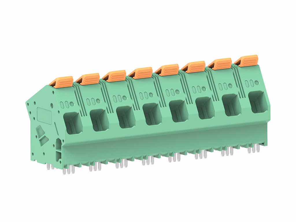15.00mm Pitch Lever Activated Fixed Mount PCB Terminal Block, 35° Wire Entry, Bussed Terminals, 8 Circuits for sale