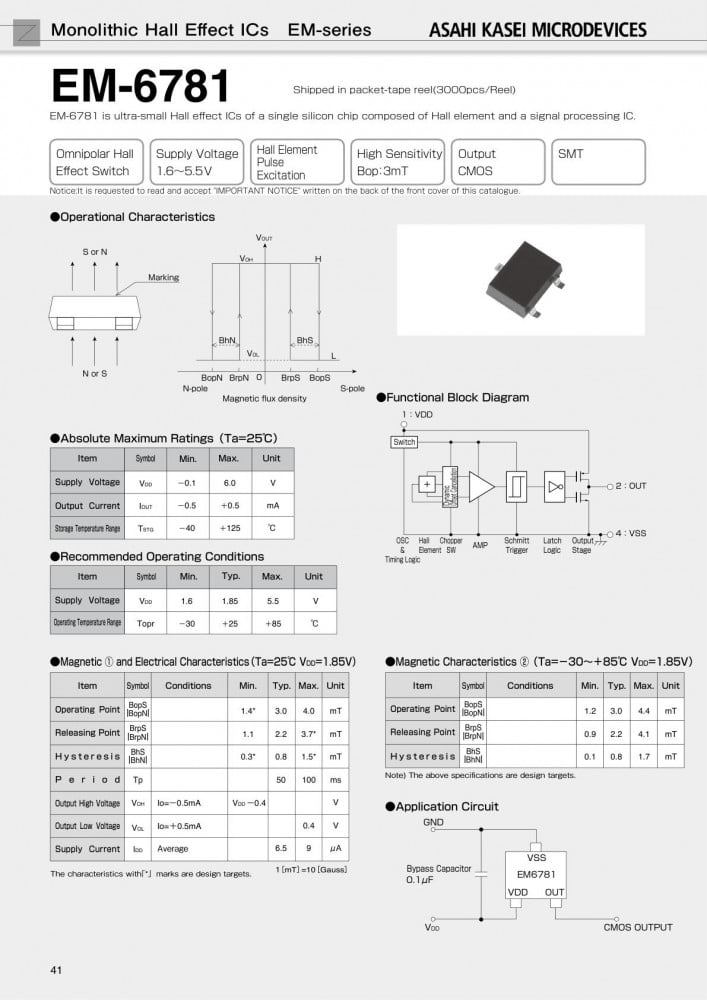AKM EM6781 technical document page 1