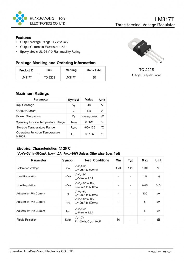 LM317T-HXY datasheet page 1
