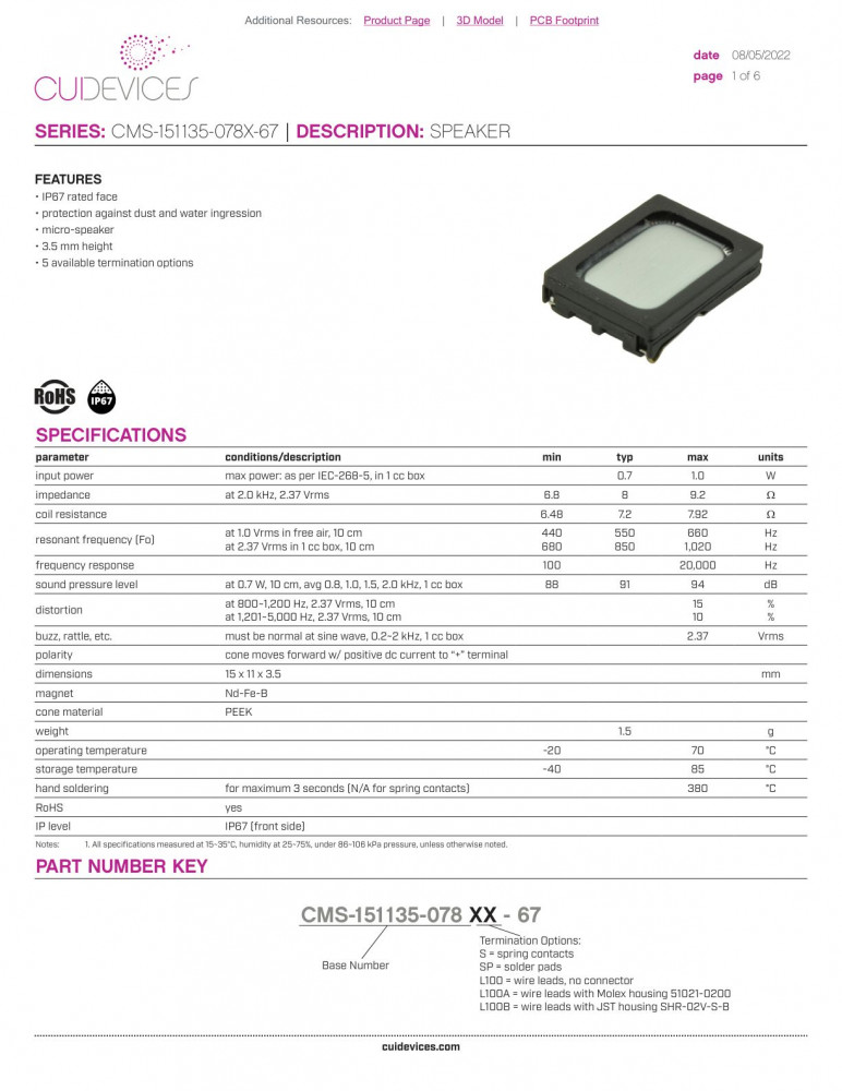 CMS-151135-078L100-67 datasheet page 1