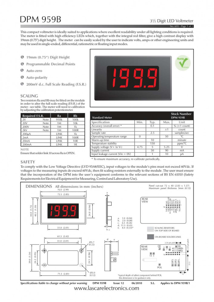 DPM 959B technical documentation, page 1
