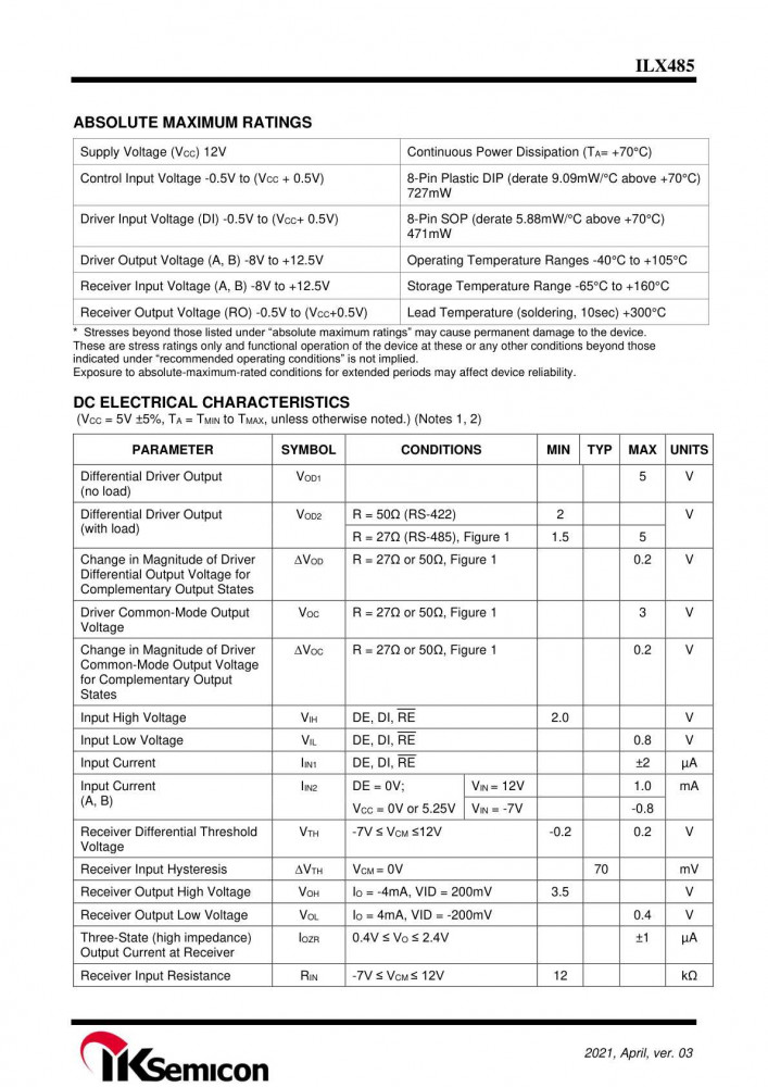 ILX485DT datasheet page 2