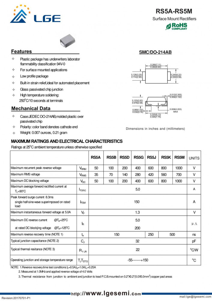 LGE RS5M datasheet page 1