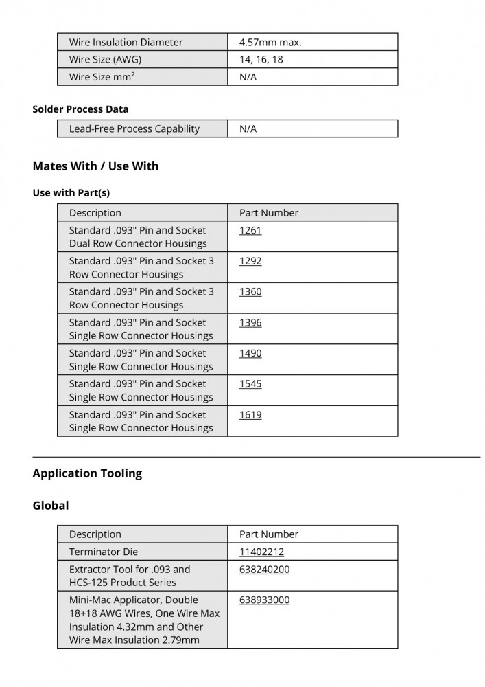 MOLEX .093 Standard Pin Terminals document preview, page 3