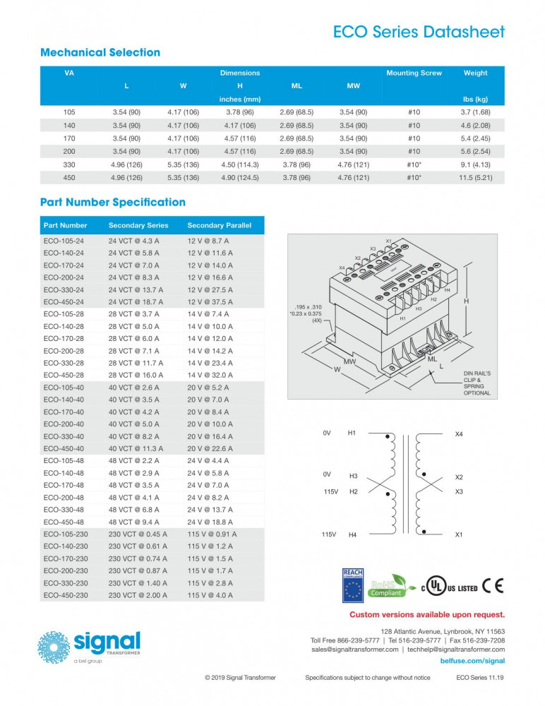 ECO Series EcoTran transformer datasheet page 2