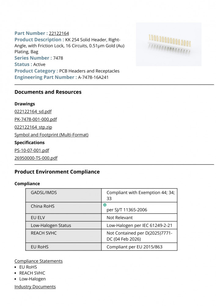 MOLEX 22122164 technical document image 1