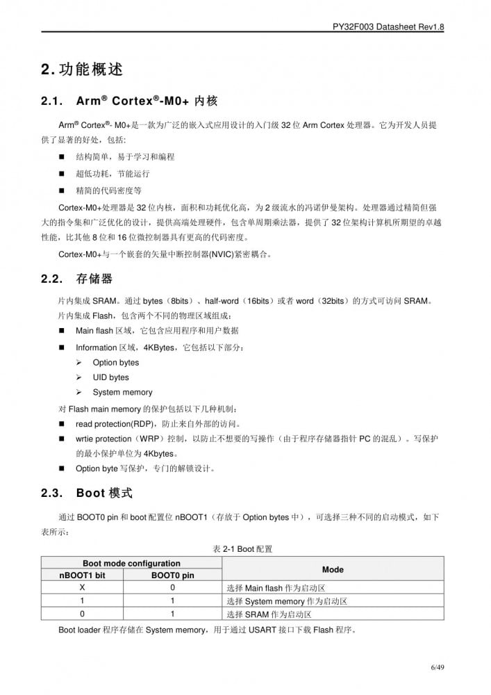 PY32F003F26P6TU datasheet page 6