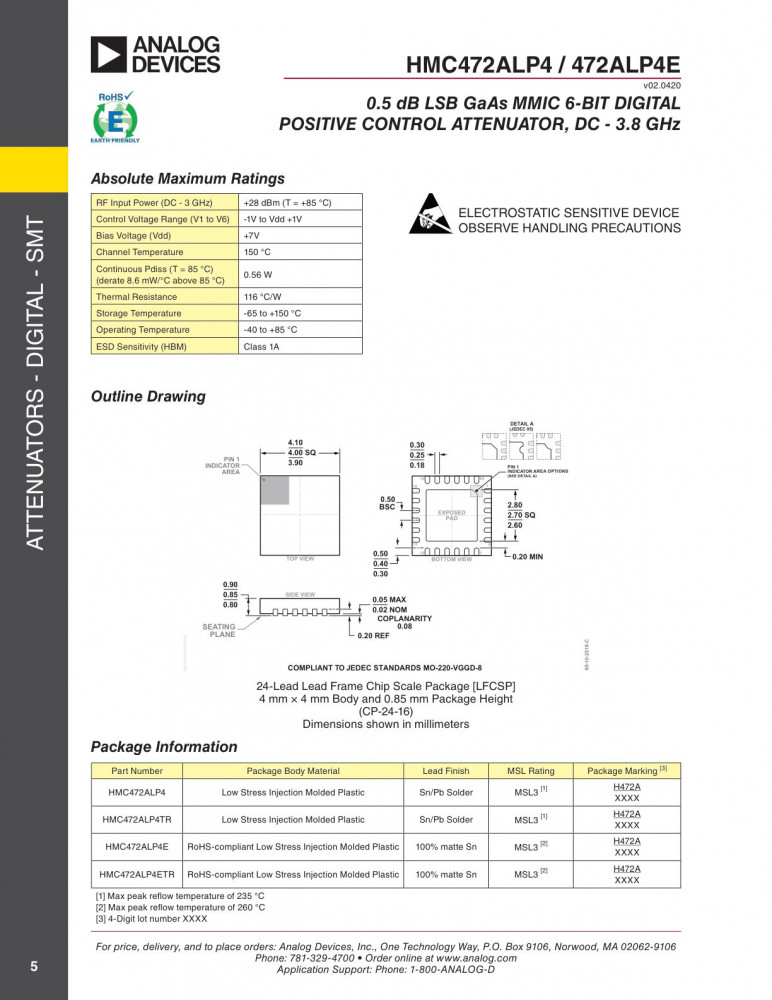 HMC472ALP4ETR datasheet page 5