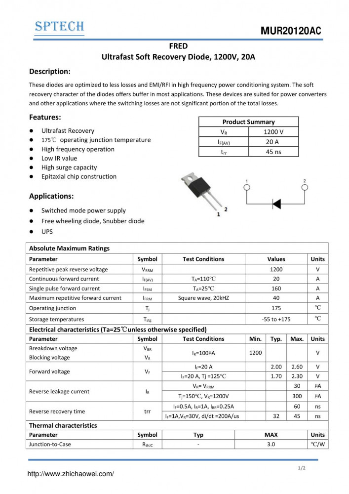 MUR20120AC datasheet page 1