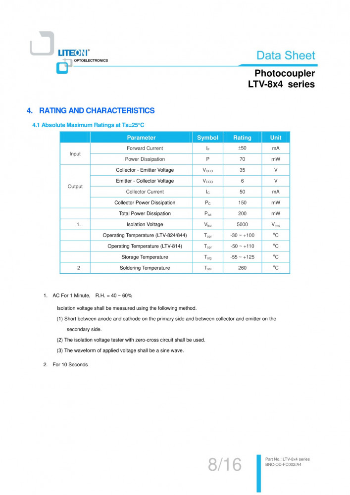 LITEON LTV-844M datasheet page 9
