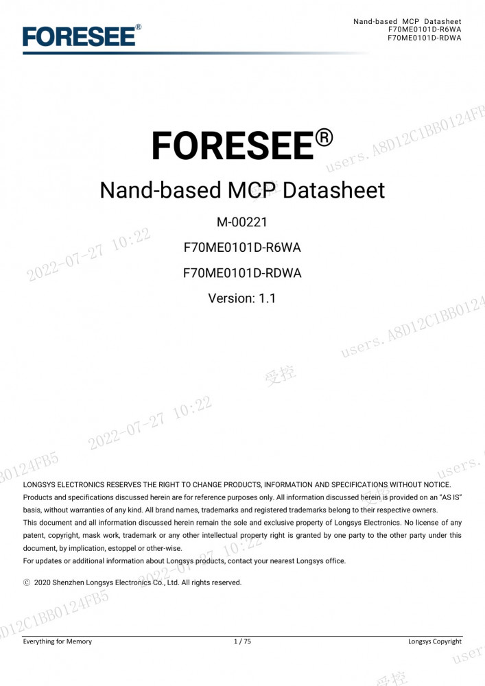 FORESEE datasheet page 1