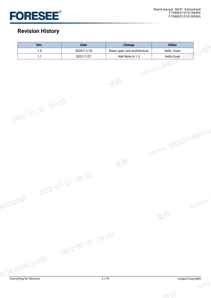 FORESEE datasheet page 2
