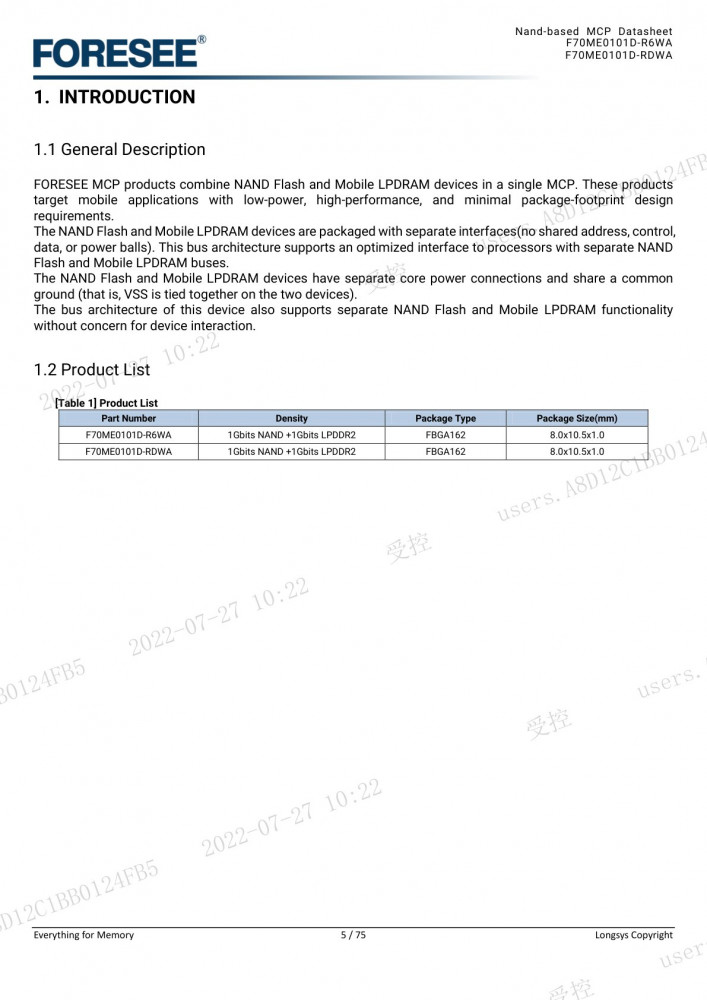 FORESEE datasheet page 5