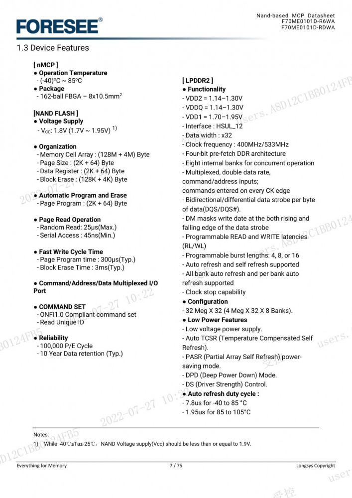 FORESEE datasheet page 7