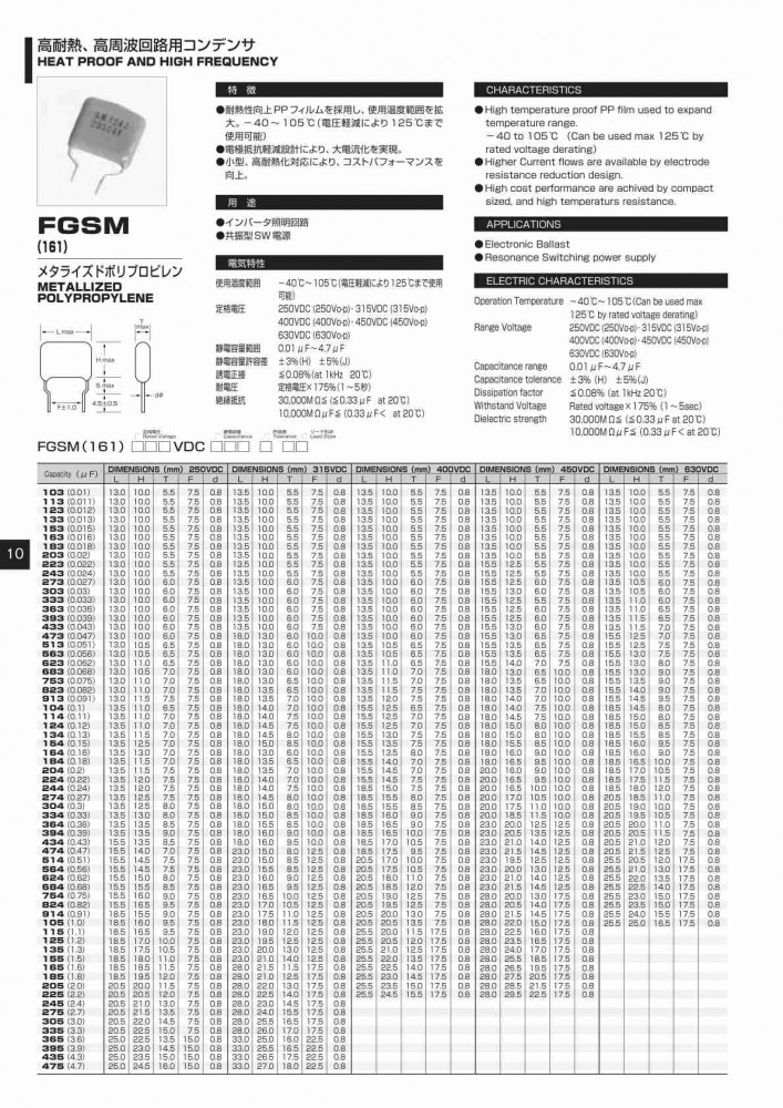 SHINYEI FGSM(161) datasheet page