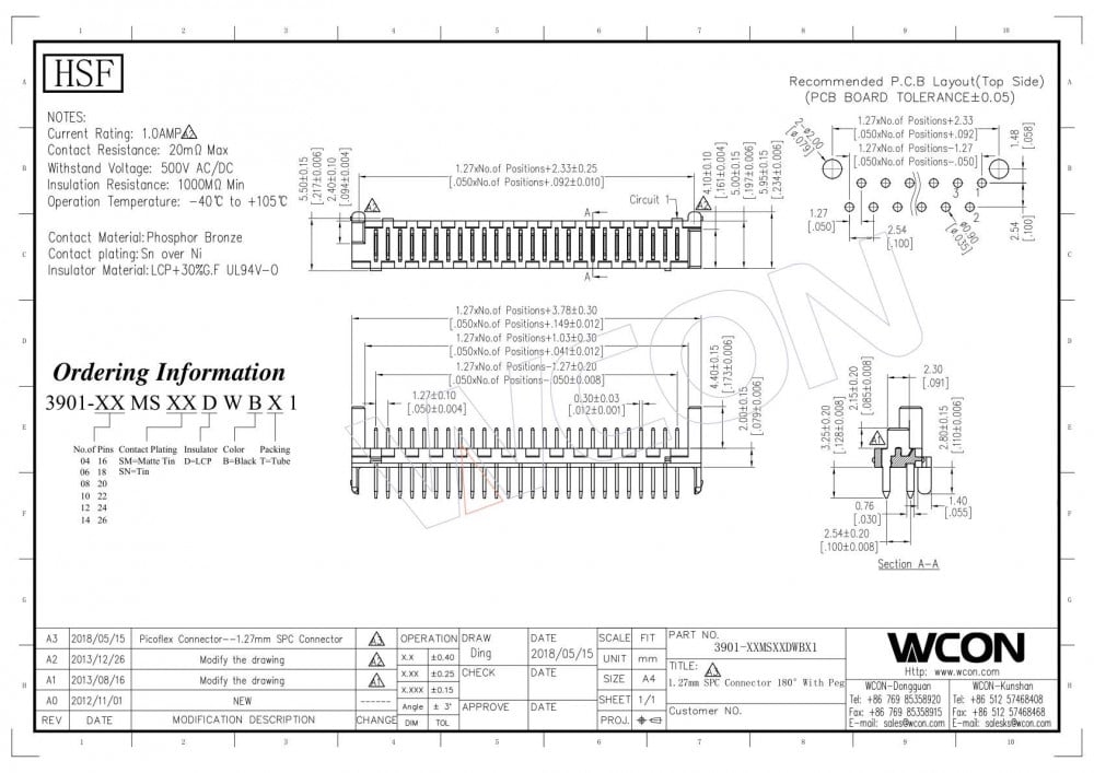 Wcon 3901-04MSSMDWBT1 technical drawing