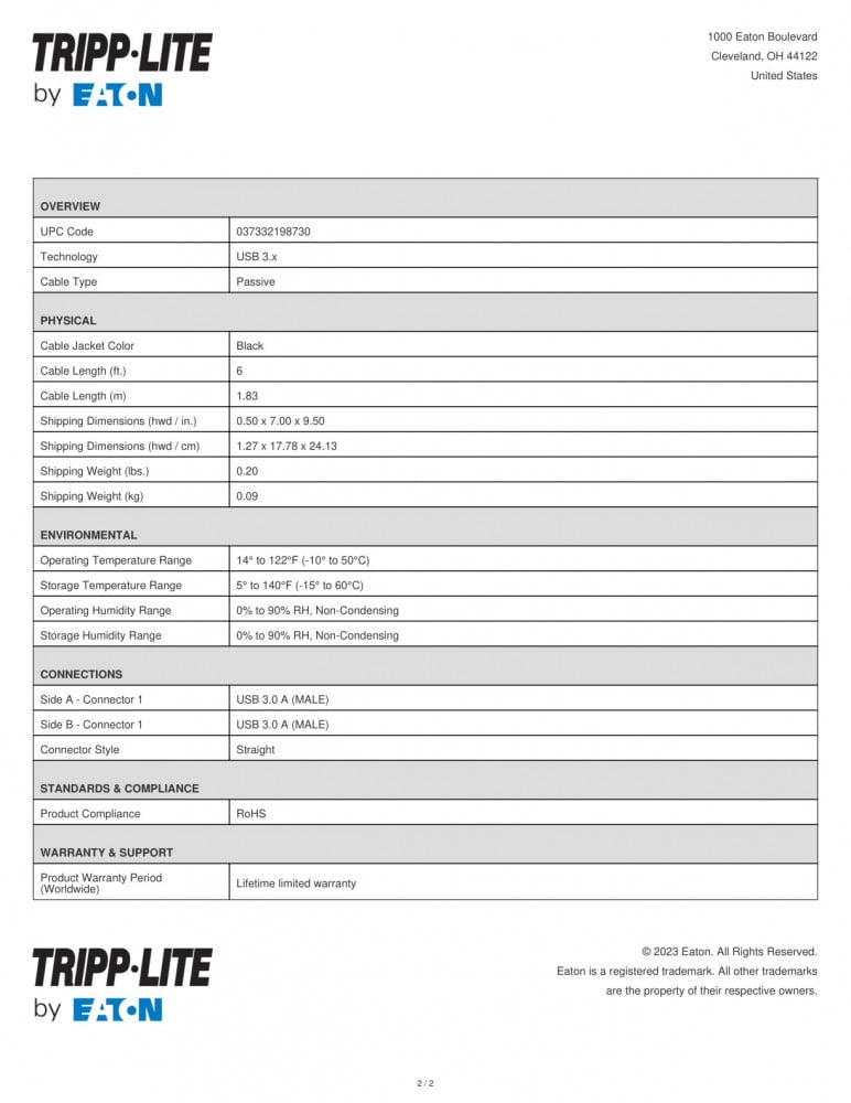EATON U320-006-BK technical document page 2