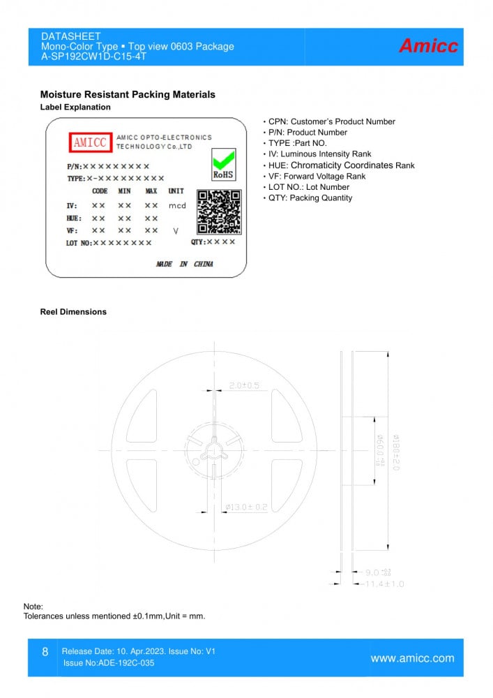 A-SP192CW1D-C15-4T datasheet page 8