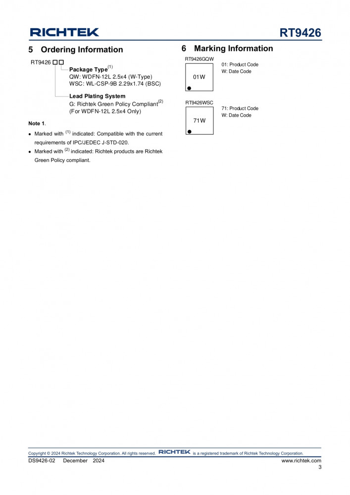 RT9426 datasheet page 3
