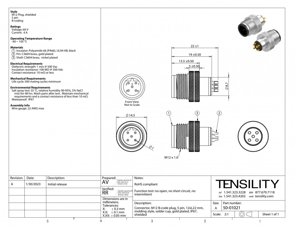 Tensility International 50-01021 product drawing preview