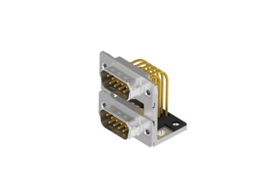 D-SUB Dual Port • Dual port 9-pos. / 9-pos. • Dual port plug upper / Plug bottom • Solder pin angled .750