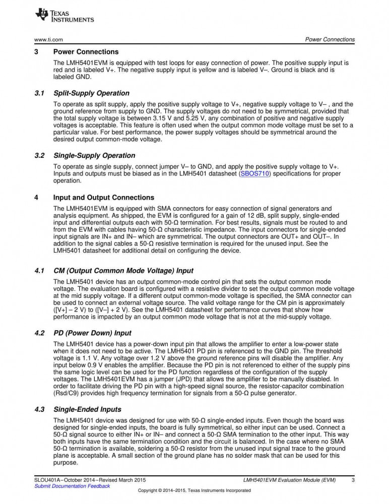 LMH5401EVM document page 3