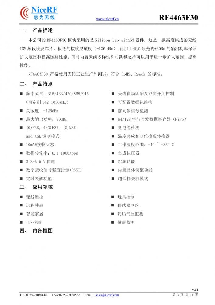 RF4463F30 datasheet page 3