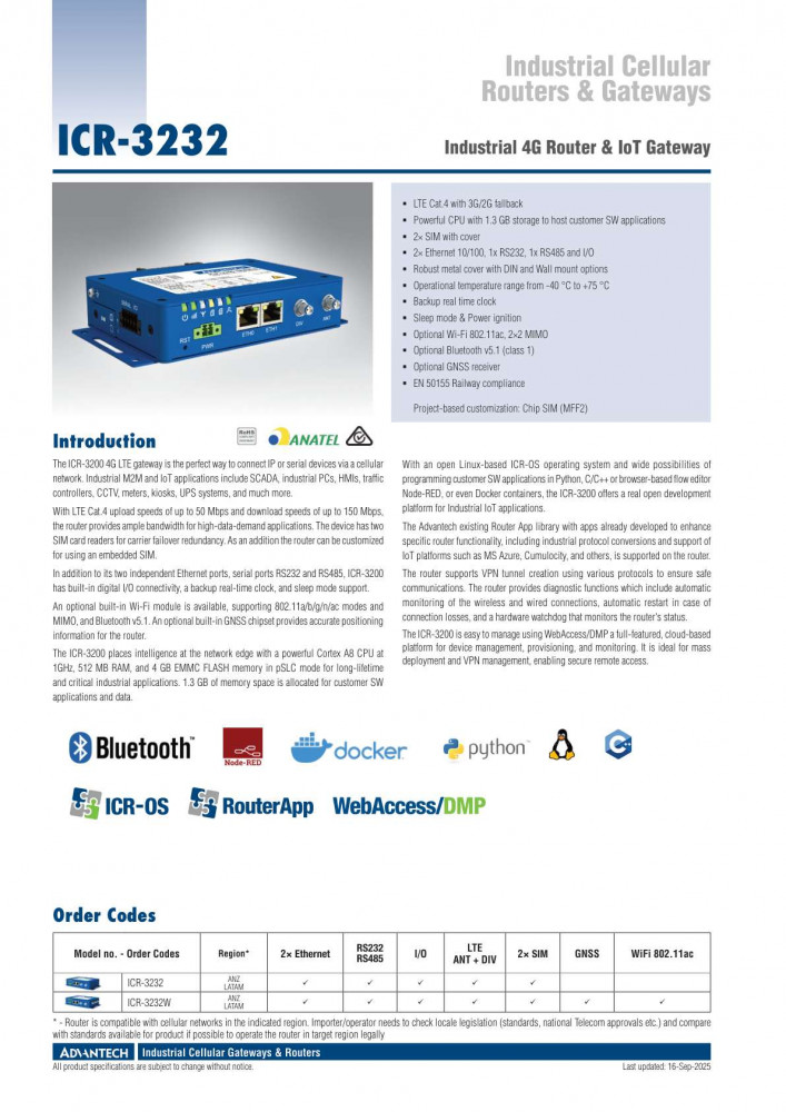 ICR-3232W product documentation, page 1