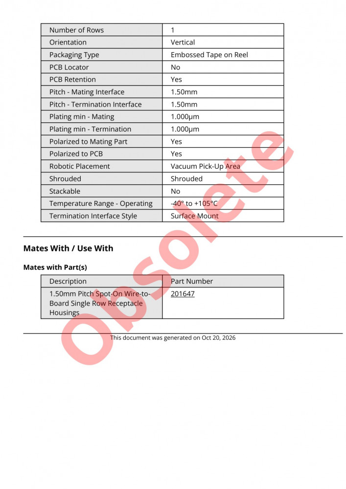 Technical document image 3 for MOLEX 2016480033