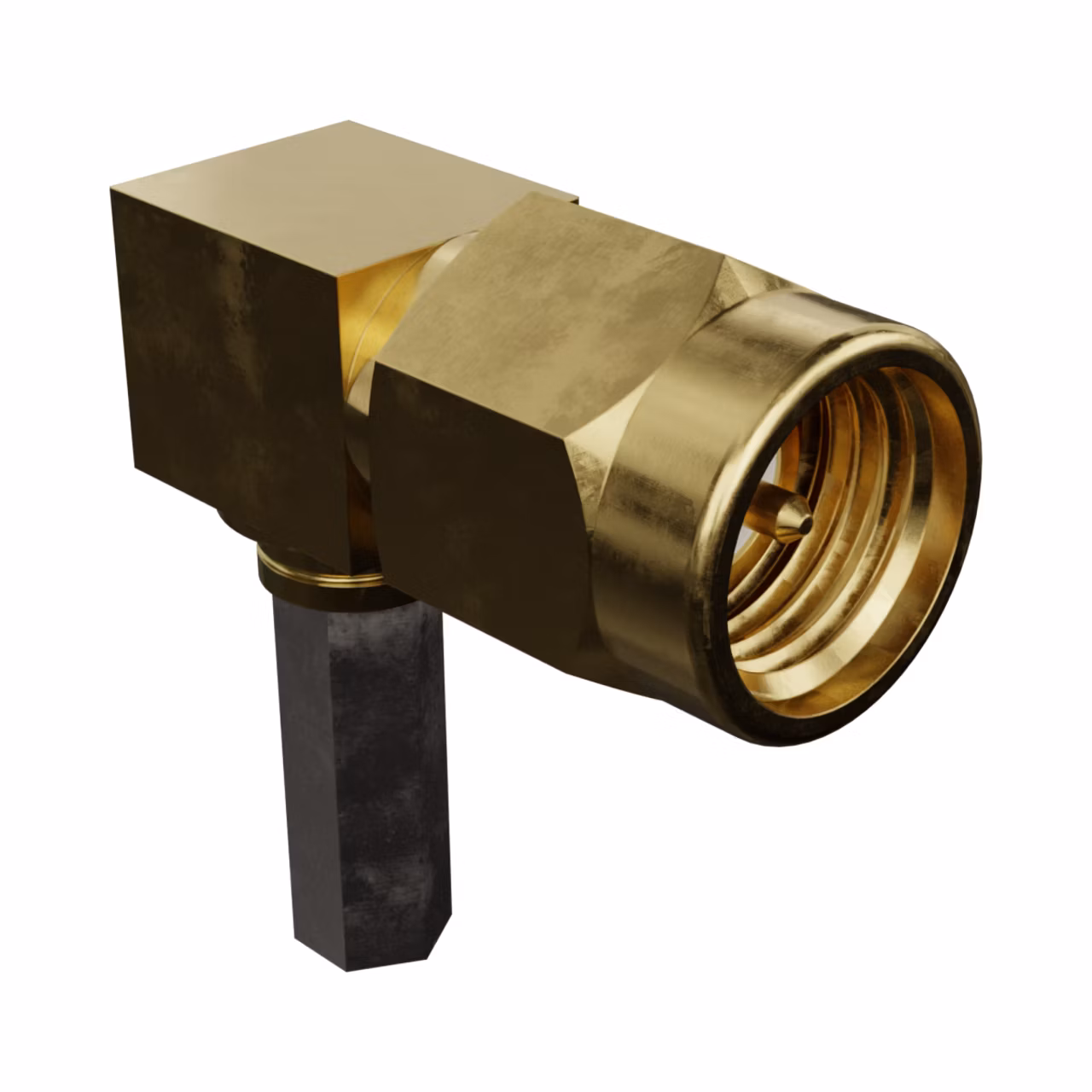 SMA Plug, Right-Angle, Crimp, RG-174, RG-188 and RG-316 Cable, Brass Body, Gold (Au) Plated, One Piece Per Bag, 50 Ohms for sale