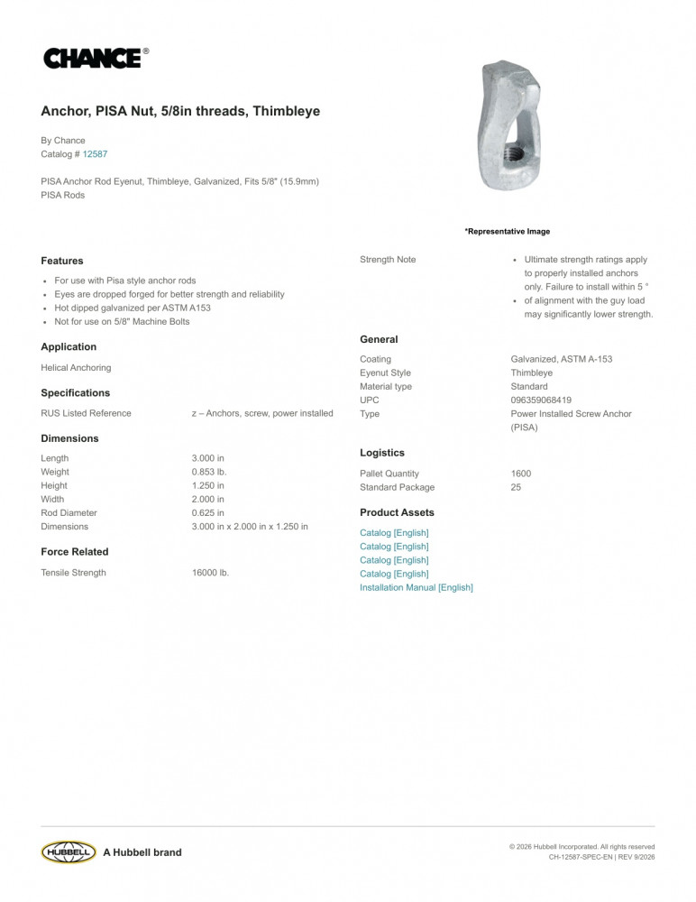 Technical document image for Burndy catalog 12587